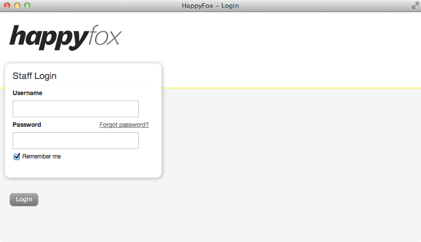 Staff can log into their respective accounts by entering their user name and password.
